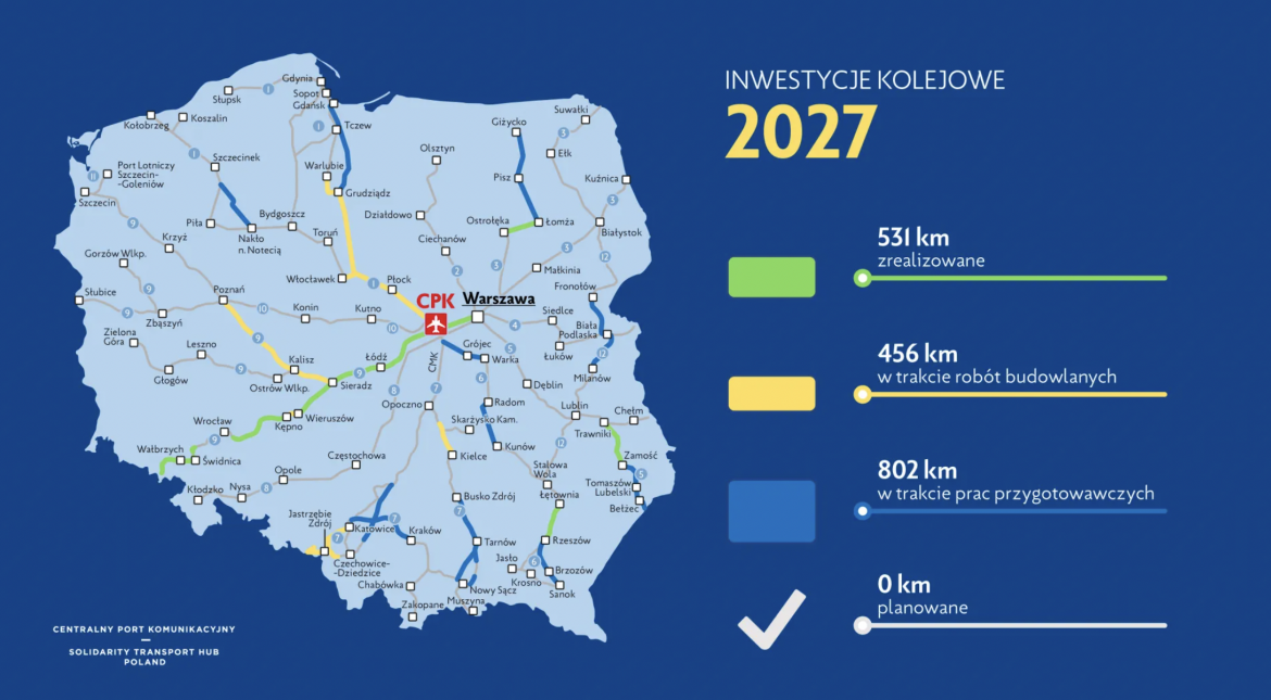 Plan CPK do 2034 roku: Mapa nowych linii kolejowych