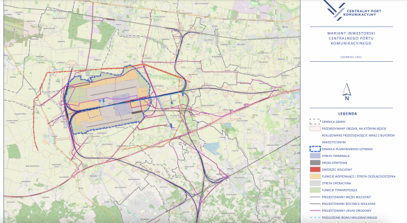 CPK: Znamy dokładną lokalizację. Dwie drogi startowe, dworzec kolejowy ...
